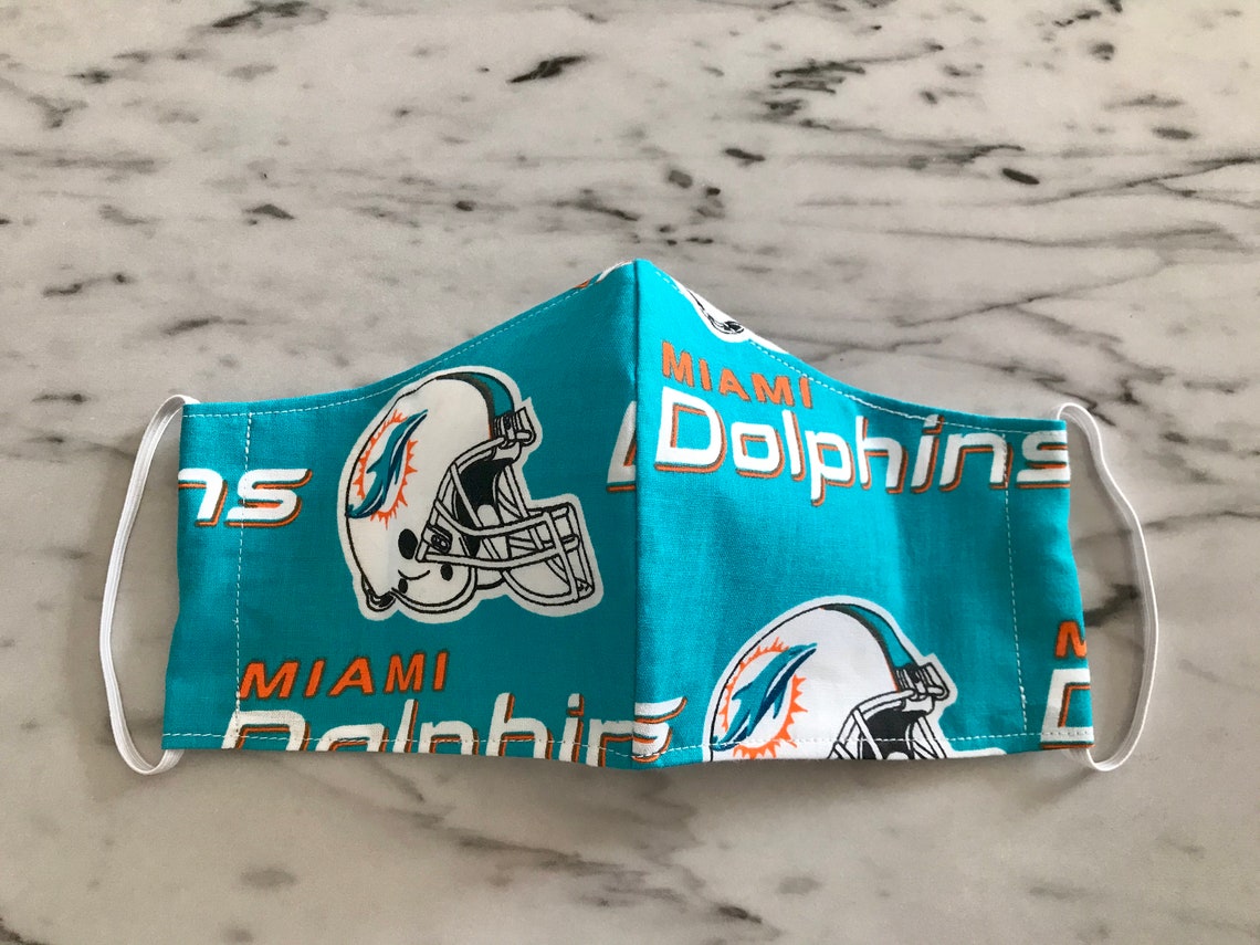 Miami Dolphins Sports Face Mask. Washable Double Layer W/thin | Etsy