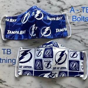 Tampa Bay Lightning Bolts Sports Face Masks. Washable, Double Layer W ...