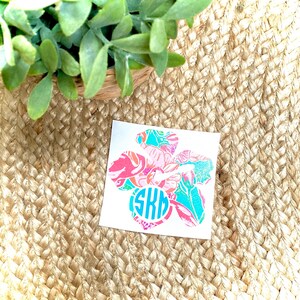 Lilly Inspired Floral Vinyl Decal Monogram Sticker | Personalized ...