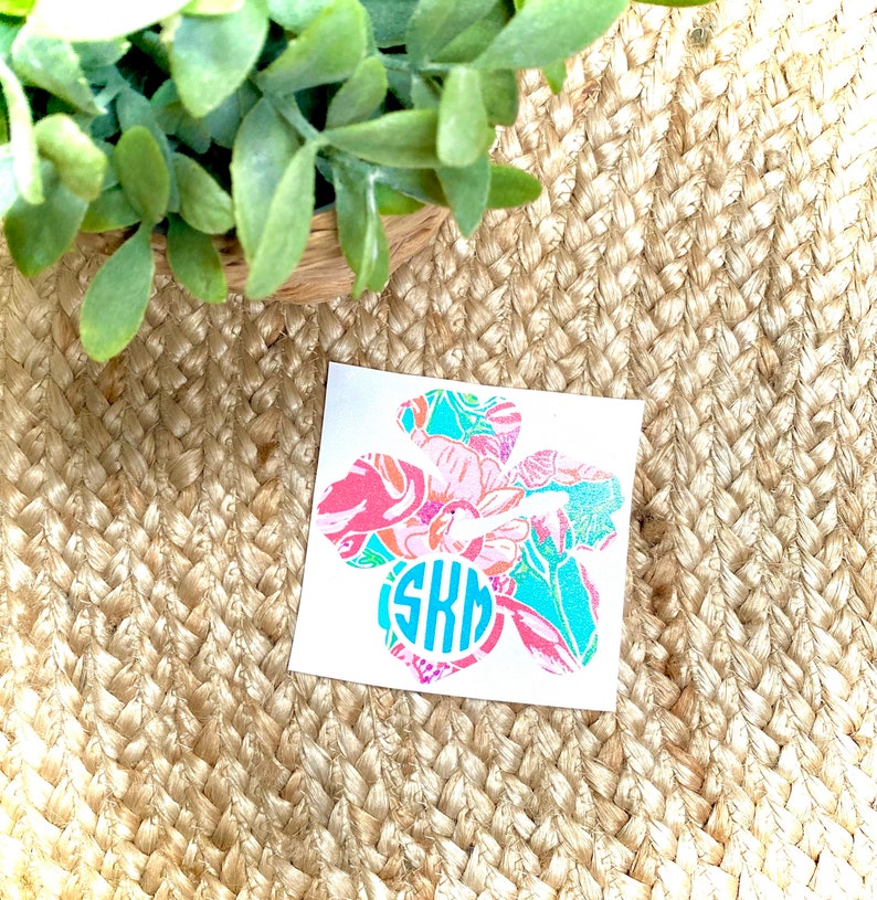 Lilly Inspired Floral Vinyl Decal Monogram Sticker - Etsy
