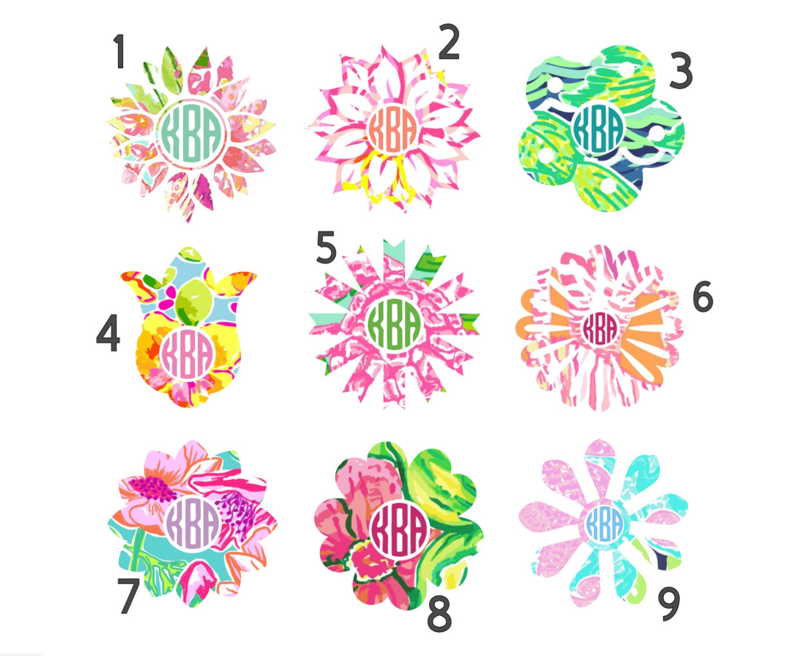 Lilly Inspired Floral Vinyl Decal Monogram Sticker - Etsy