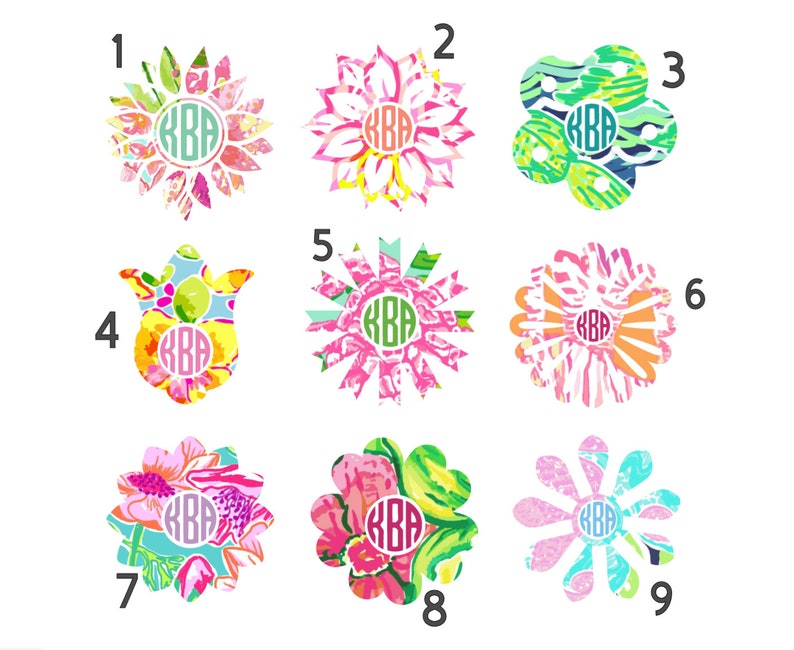 Lilly Inspired Floral Vinyl Decal Monogram Sticker - Etsy