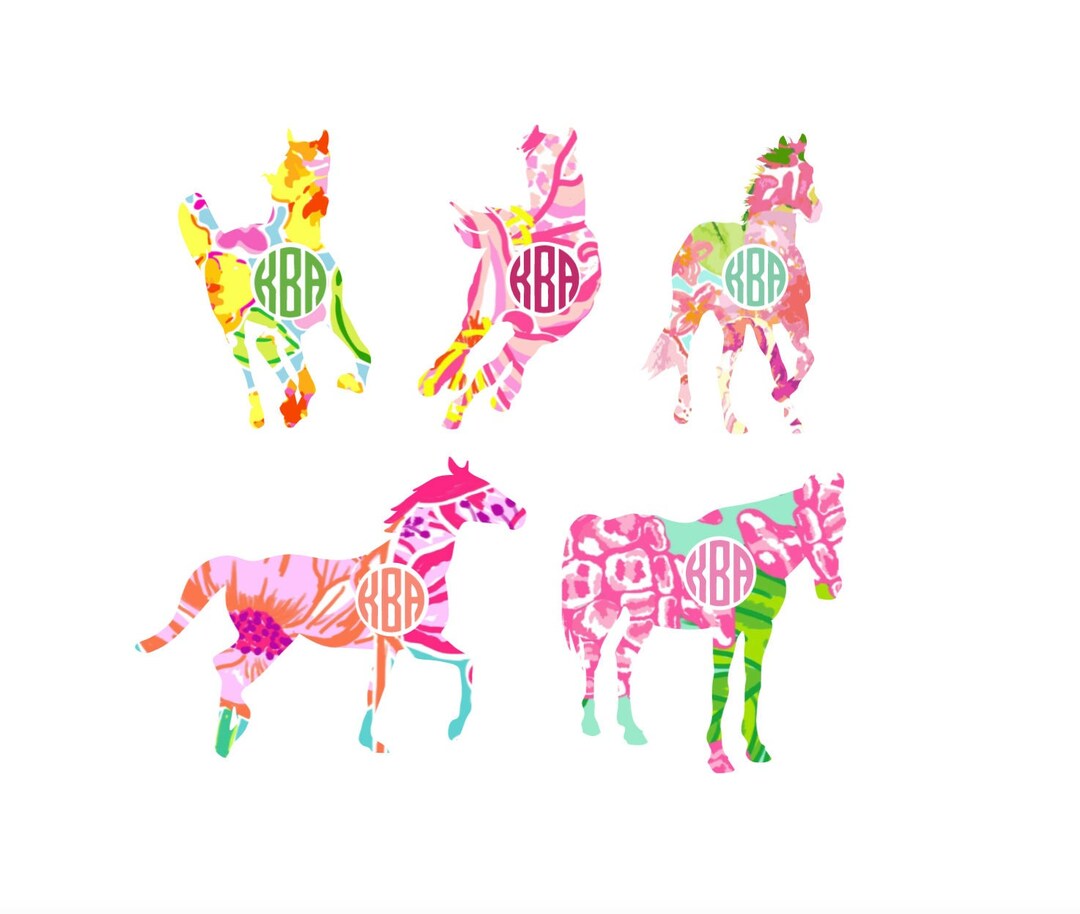 Lilly Inspired Horse Monogram Decal Vinyl Sticker | Personalized Preppy ...