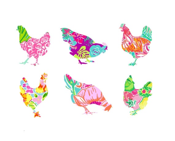 Lilly Inspired Chicken Vinyl Decal Monogram Sticker - Etsy