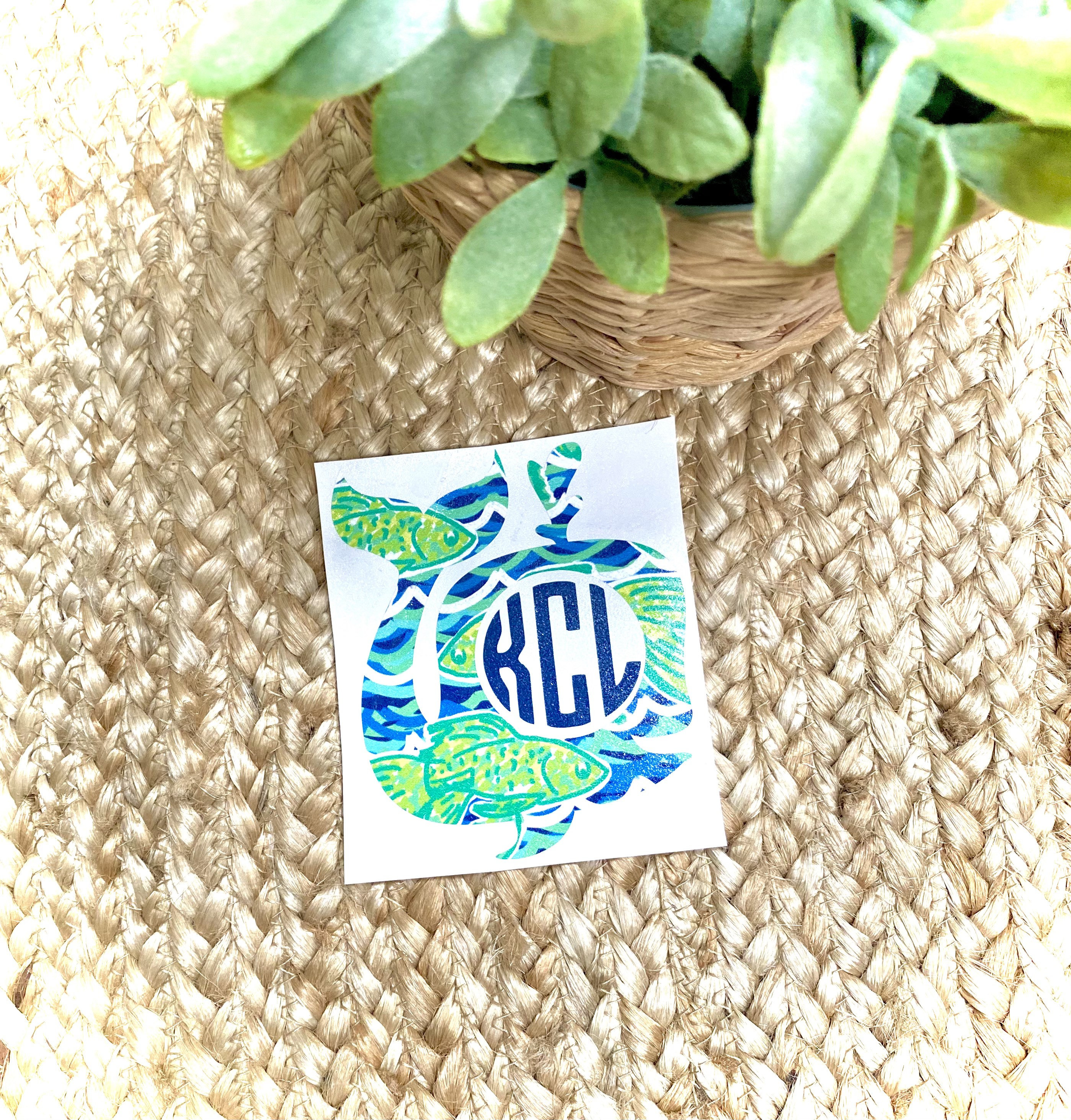 Lilly Inspired Beach Theme Vinyl Decal Monogram Sticker | Personalized ...