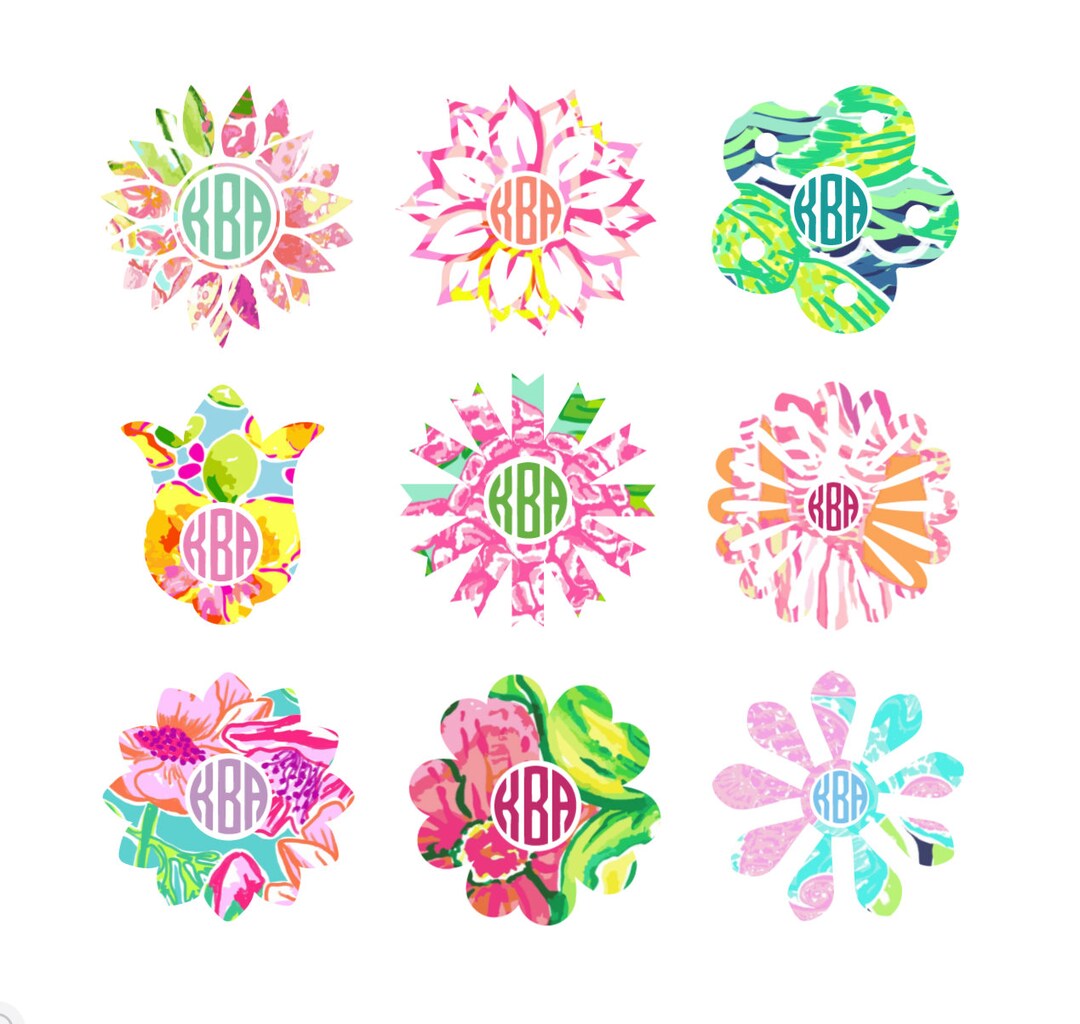 Lilly Inspired Floral Vinyl Decal Monogram Sticker | Personalized ...