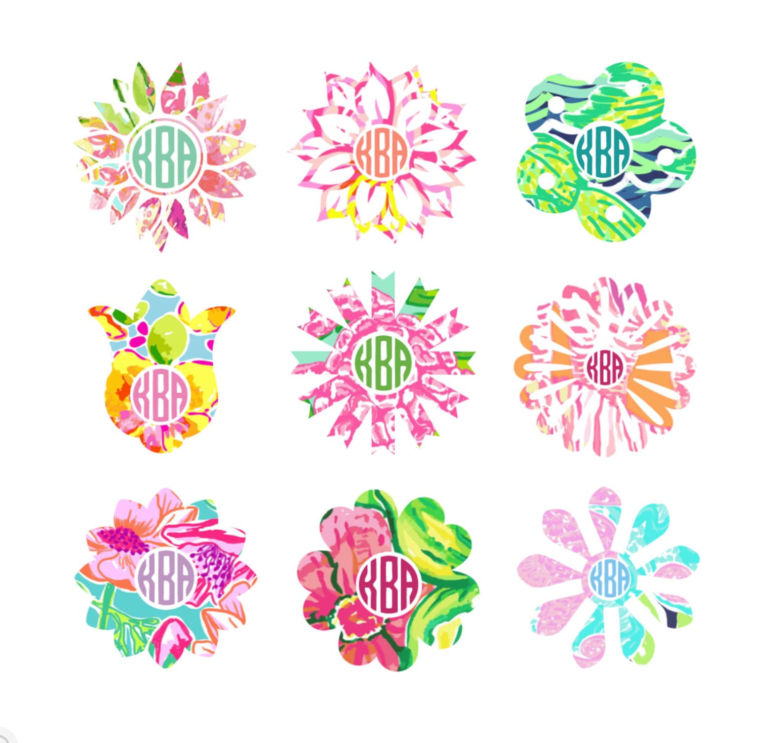 Lilly Inspired Floral Vinyl Decal Monogram Sticker - Etsy