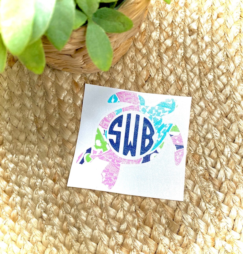 Lilly Inspired Beach Theme Vinyl Decal Monogram Sticker | Personalized ...