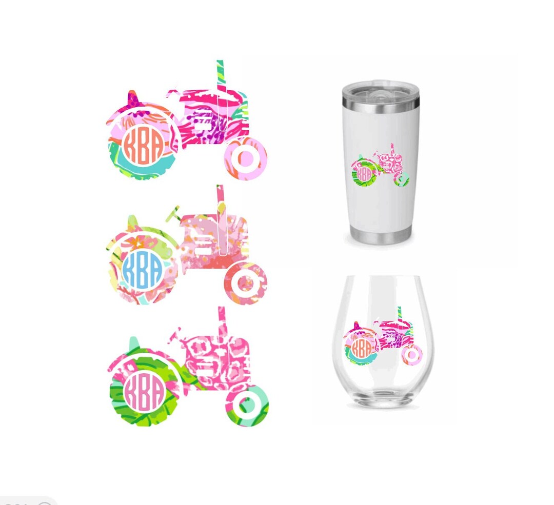 Lilly Inspired Tractor Vinyl Decal Monogram Sticker | Personalized ...