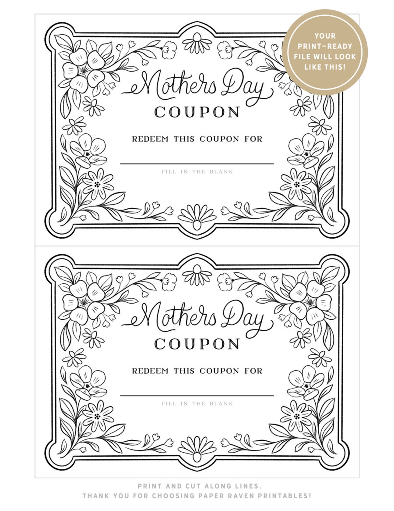 PRINTABLE Mother's Day Printable Coupons Mother's Day Gift Personalized ...