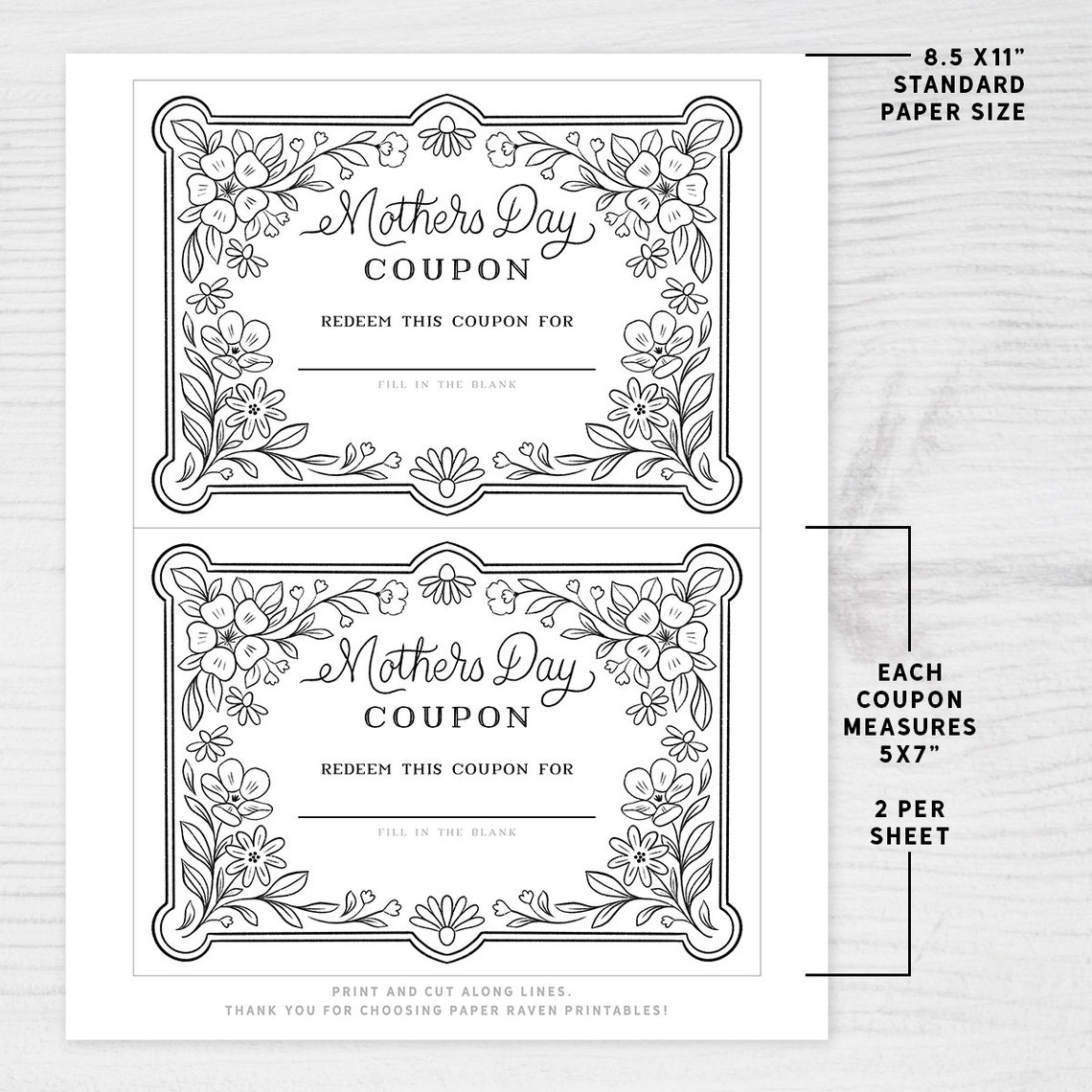 PRINTABLE Mother's Day Printable Coupons Mother's Day Gift Personalized ...