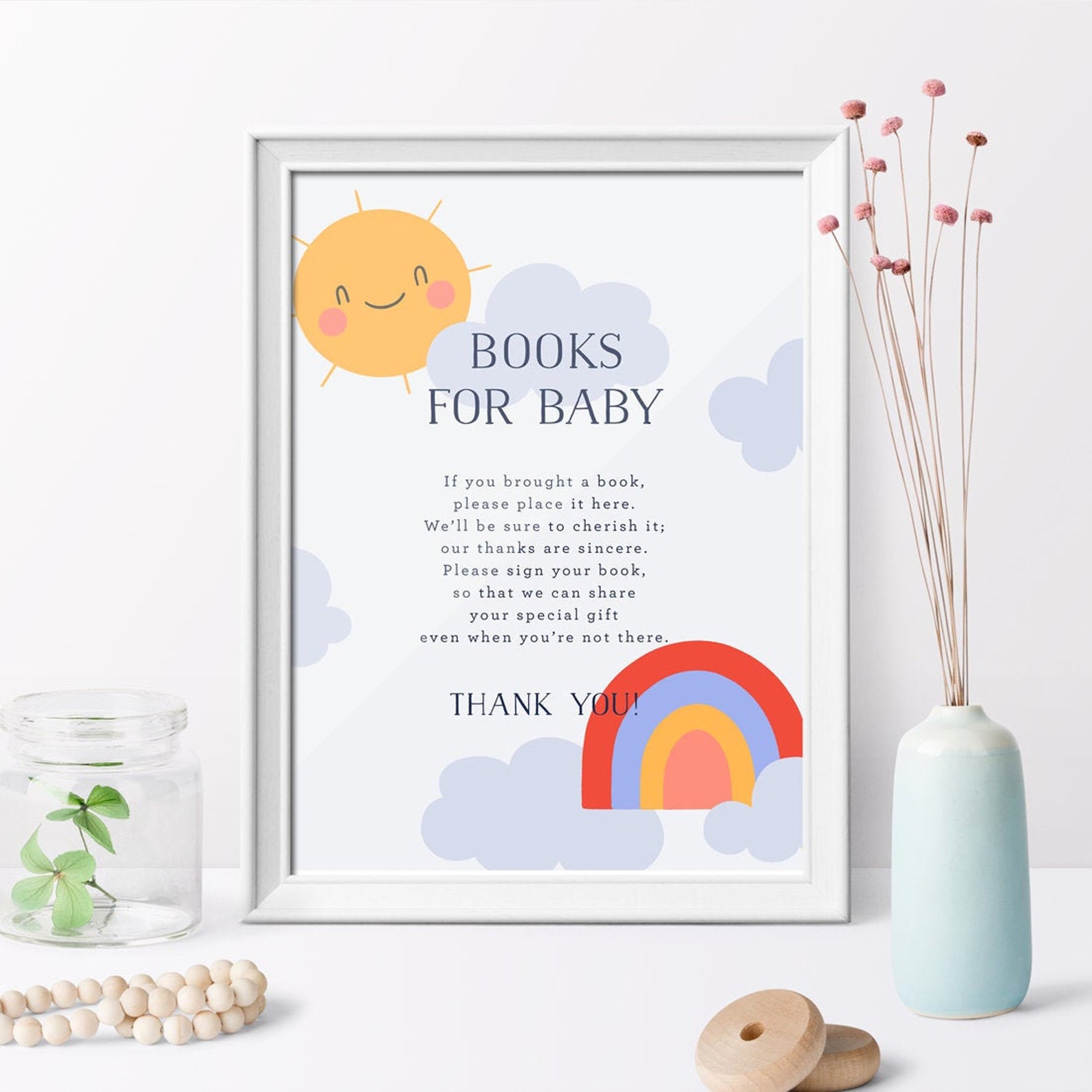 PRINTABLE Books for Baby Sign for Rainbow Baby Shower Sunshine Baby ...