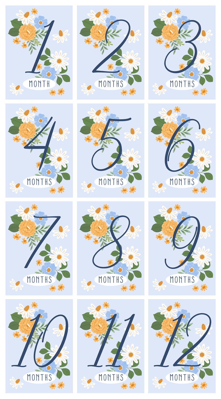 PRINTABLE Baby Monthly Milestone Cards 12 Month Cards Baby Markers Baby ...