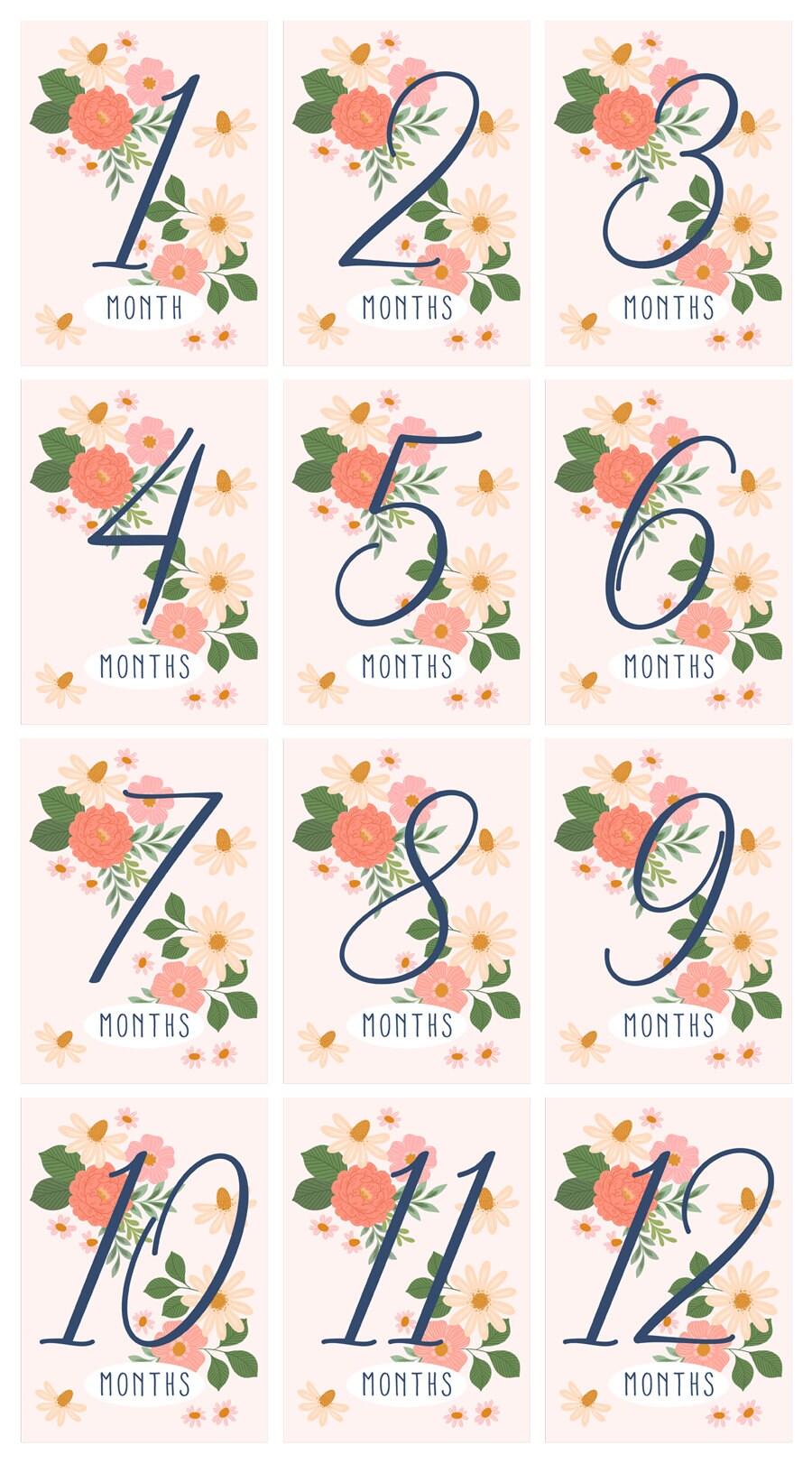 PRINTABLE Baby Monthly Milestone Cards 12 Month Cards - Etsy