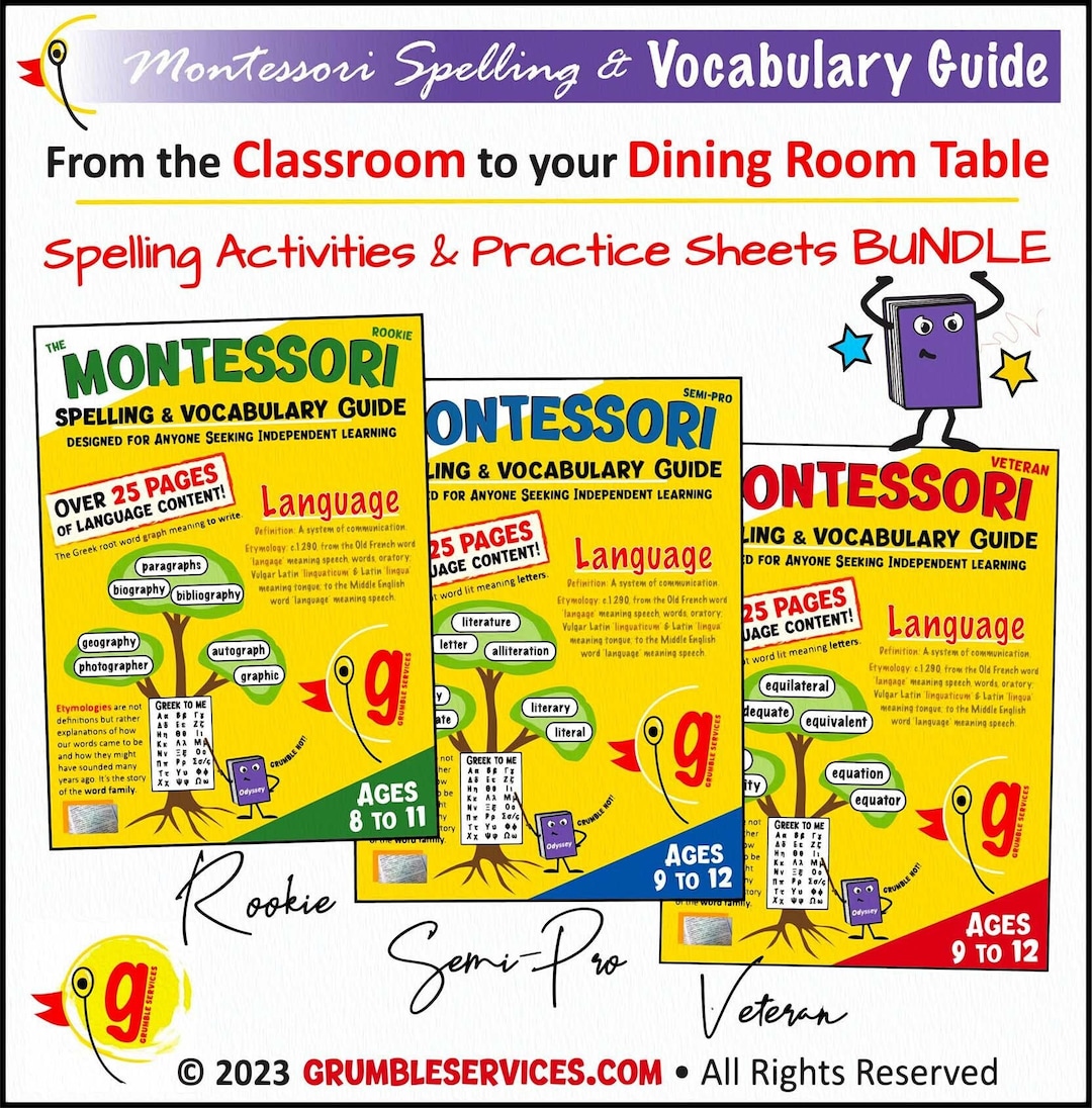 Montessori Spelling & Vocabulary Guide BUNDLE: Spelling - Etsy