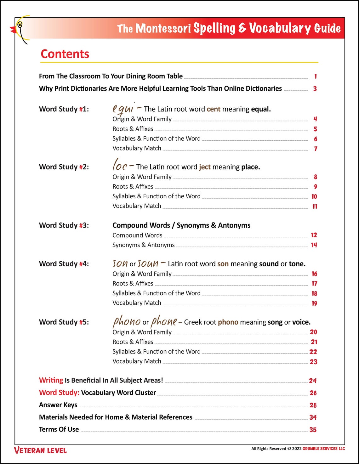 Montessori Spelling & Vocabulary Guide BUNDLE: Etymology WORD - Etsy