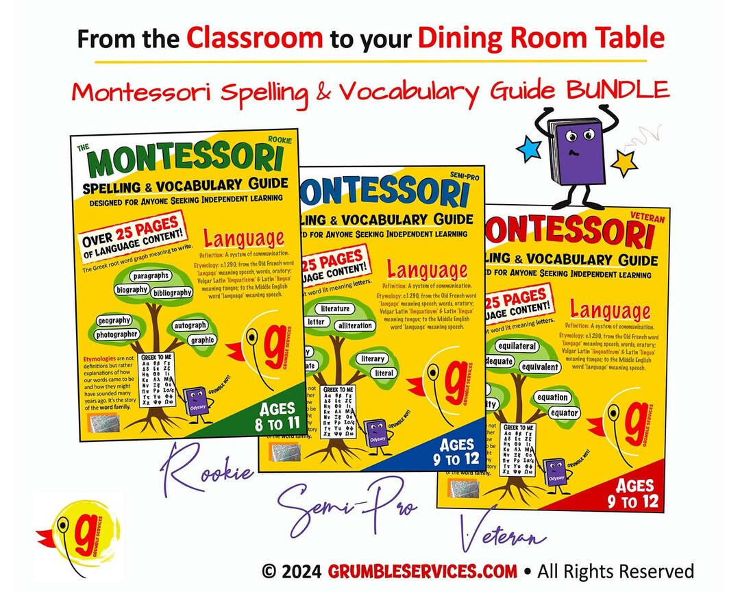 Montessori Spelling & Vocabulary Bundle: Elementary Language Workbooks ...