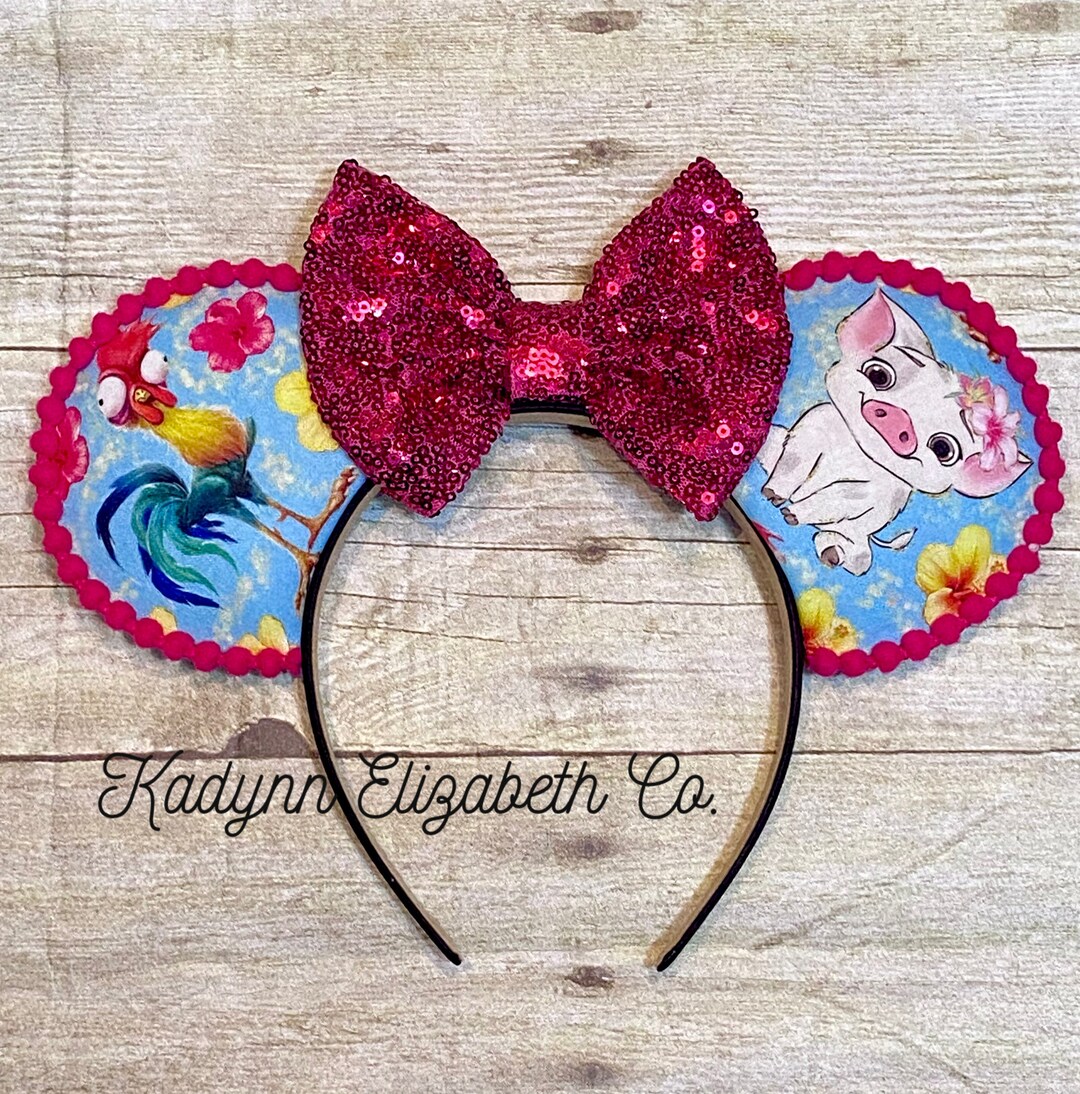 Moana Mouse Ears, Hei Hei Mouse Ears, Pua, Mickey Minnie Mouse Ears - Etsy