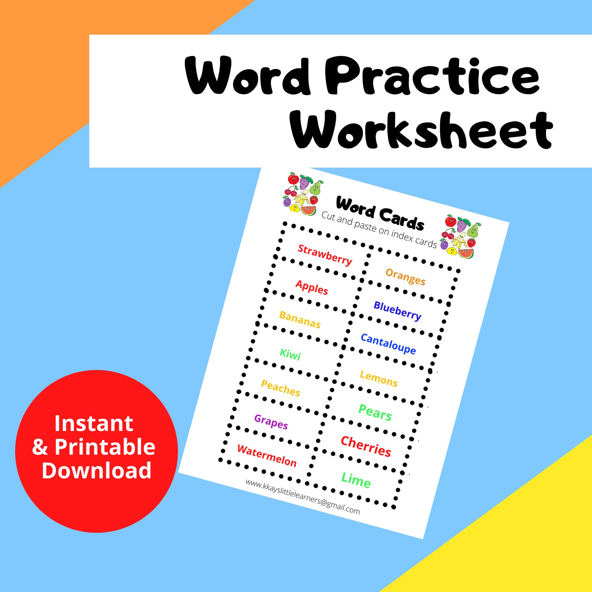 Word Cards Worksheets - Etsy