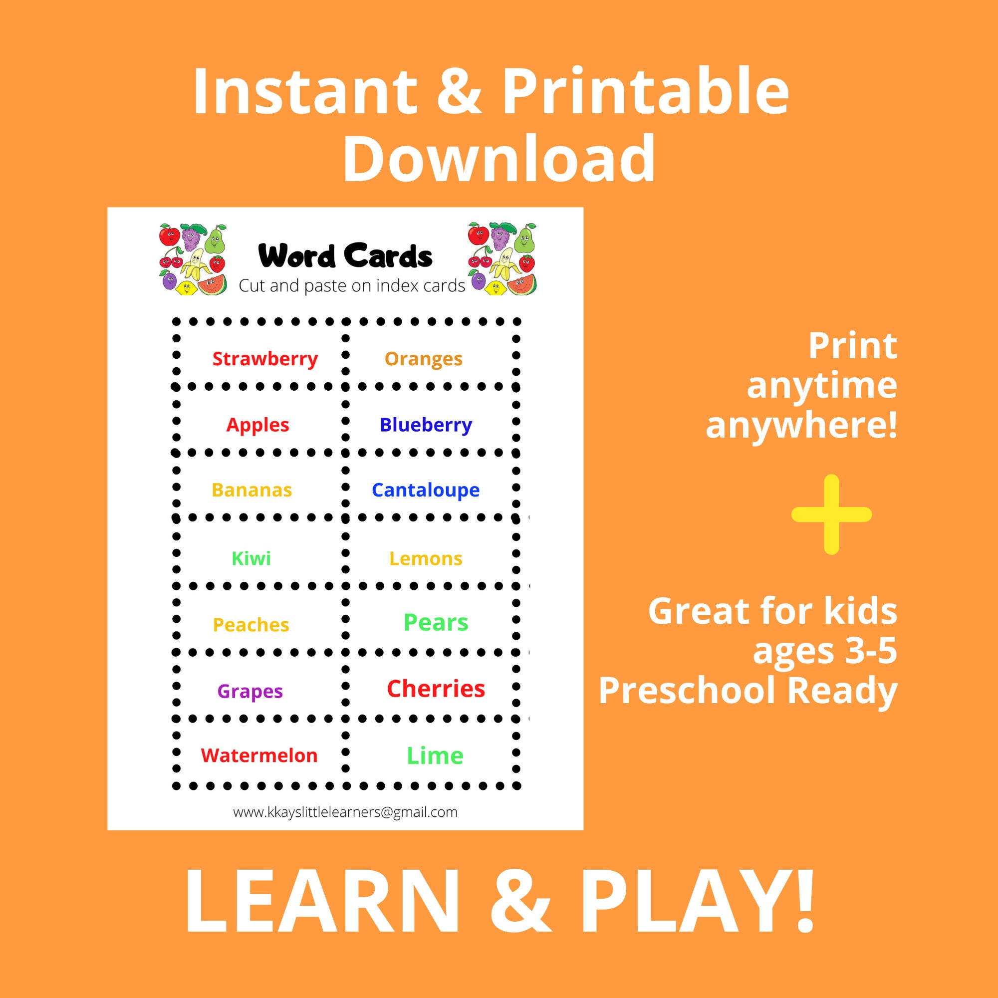 Word Cards Worksheets - Etsy