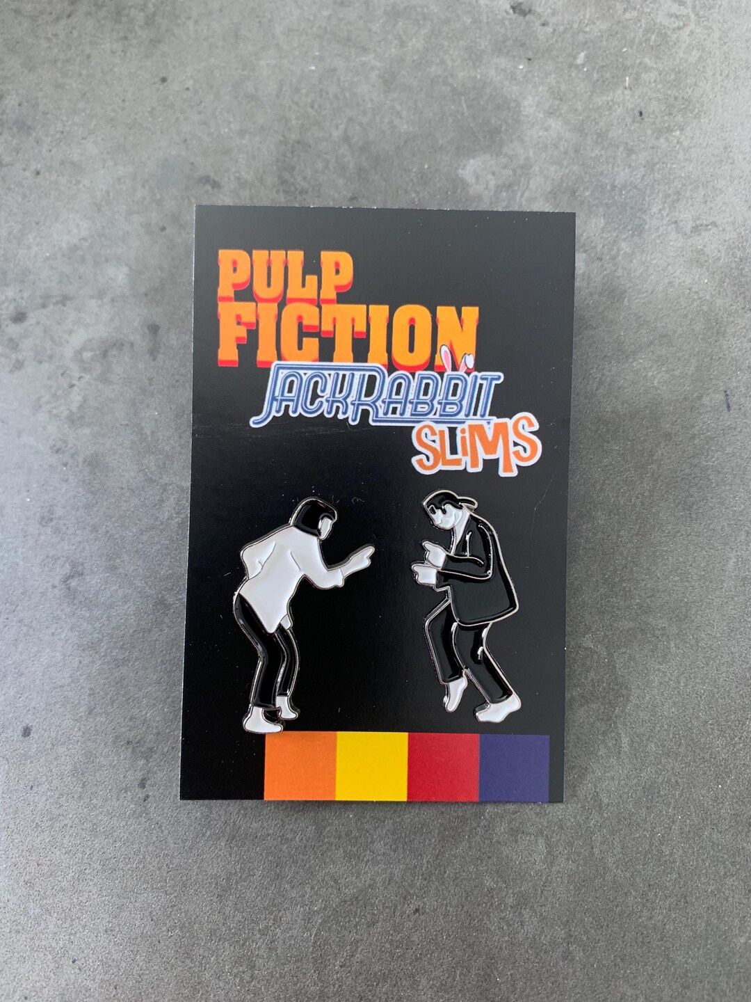 Pulp Fiction Mia Wallace and Vincent Vega Pin Badges Jack Rabbit Slims ...