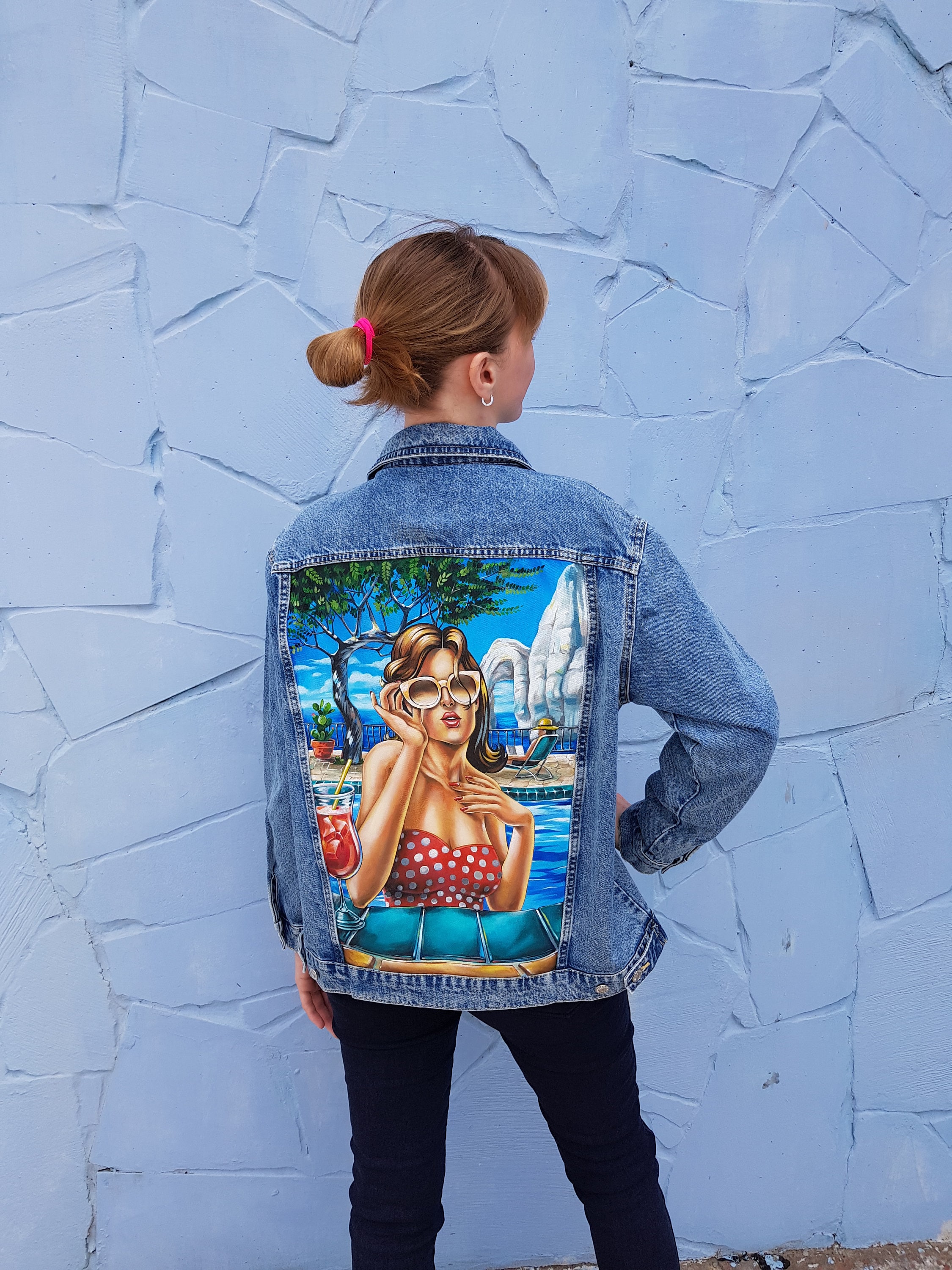 Bikini Girl Pin-up Denim Jacket Pop-art Jean Clothes Summer - Etsy