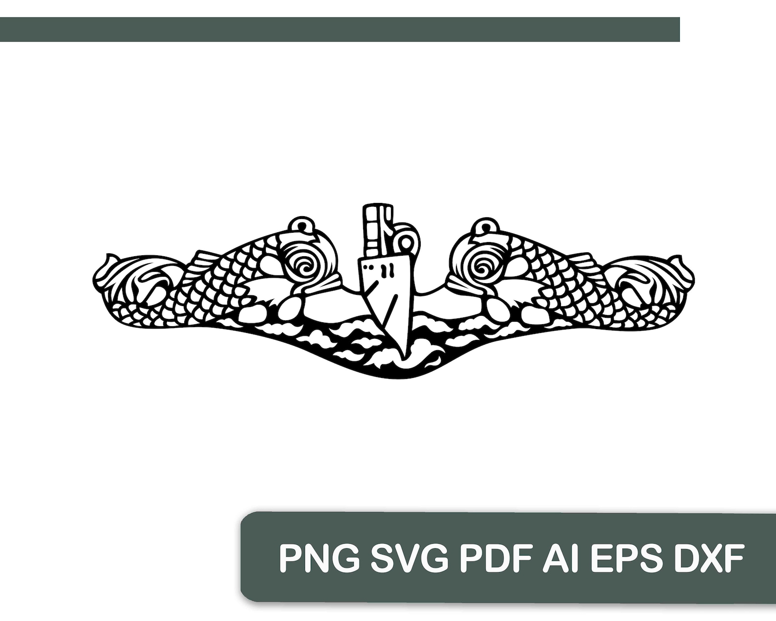 1 Navy Submarine Warfare Insignia vector printable cut png pdf | Etsy