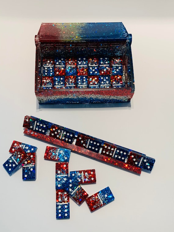 Red White & Blue Domino Box Set / Double 6 9 or 12 Sets | Etsy