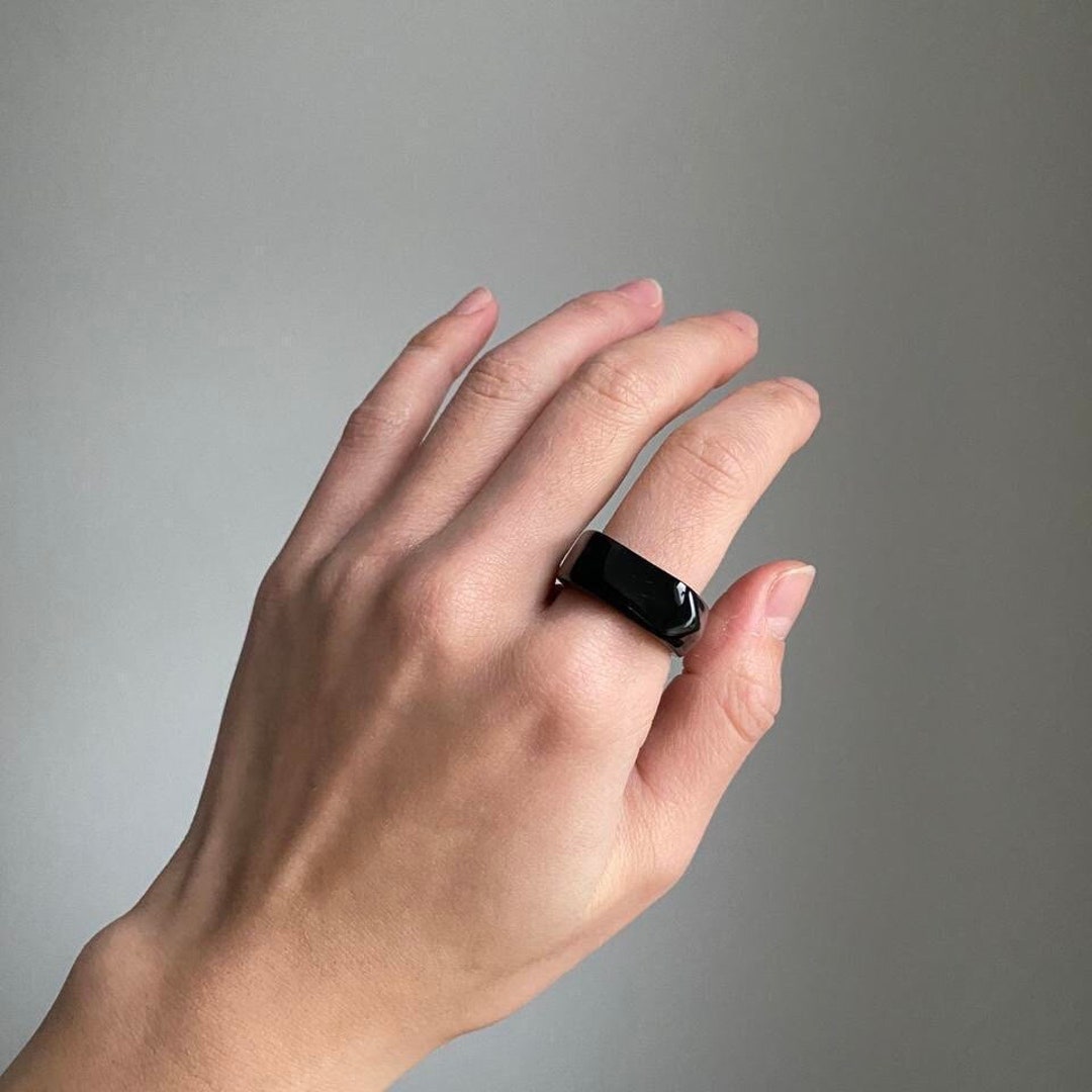 Thick Black Arrow Ring, Black Stainless Steel Ring, Stylish Black ...