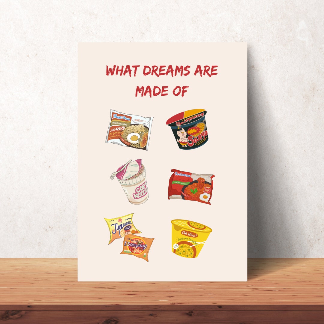 Ramen Print Instant Noodle Poster Food Print Kitchen Decor Fun Wall Art ...