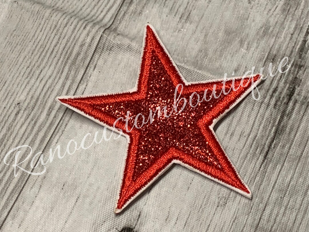 Embroidered Red Star Patch, Iron on Patch, Glitter Star Patch ...