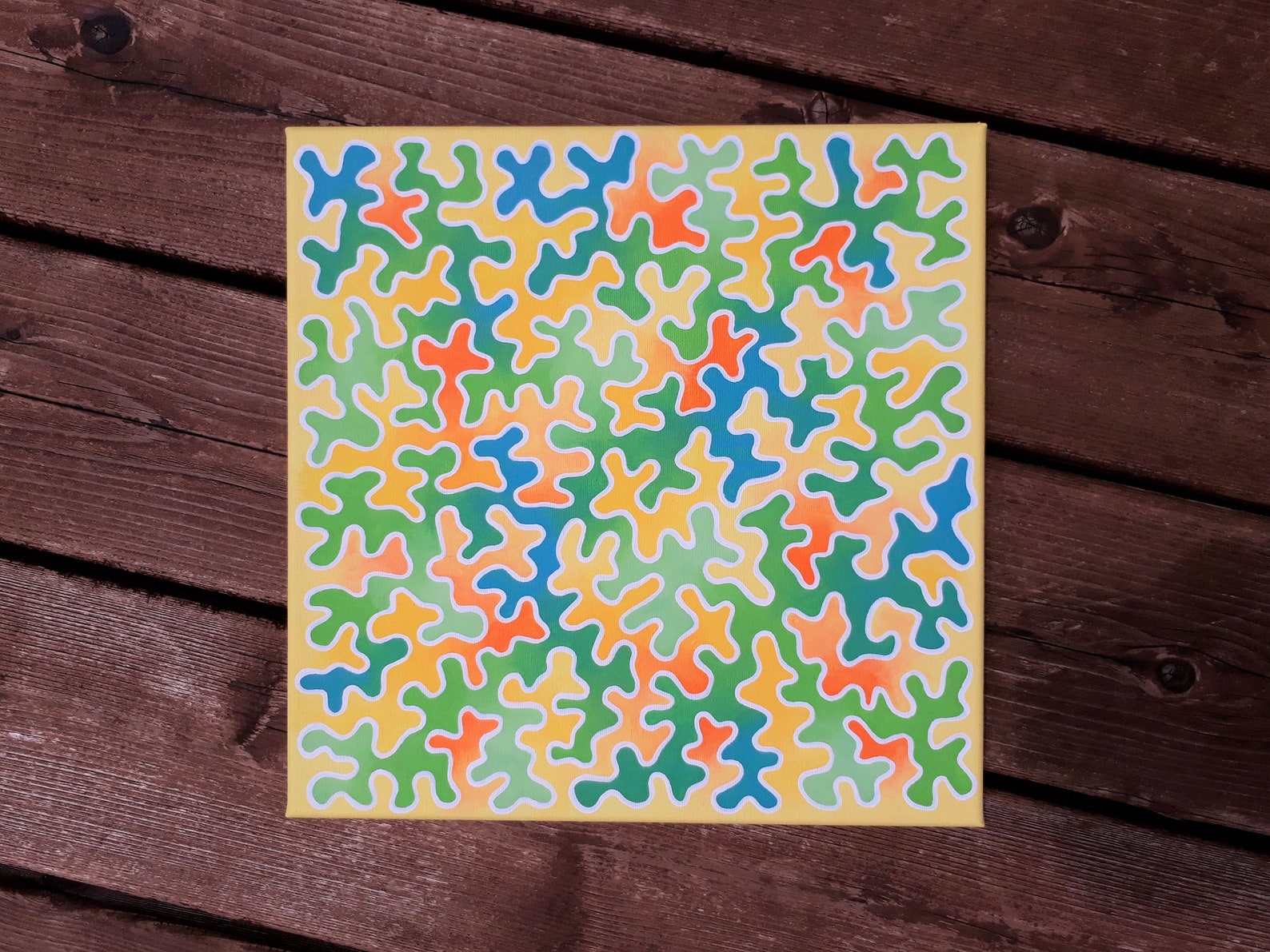 Bright Color Abstract Squiggle Painting on Stretched Canvas - Etsy