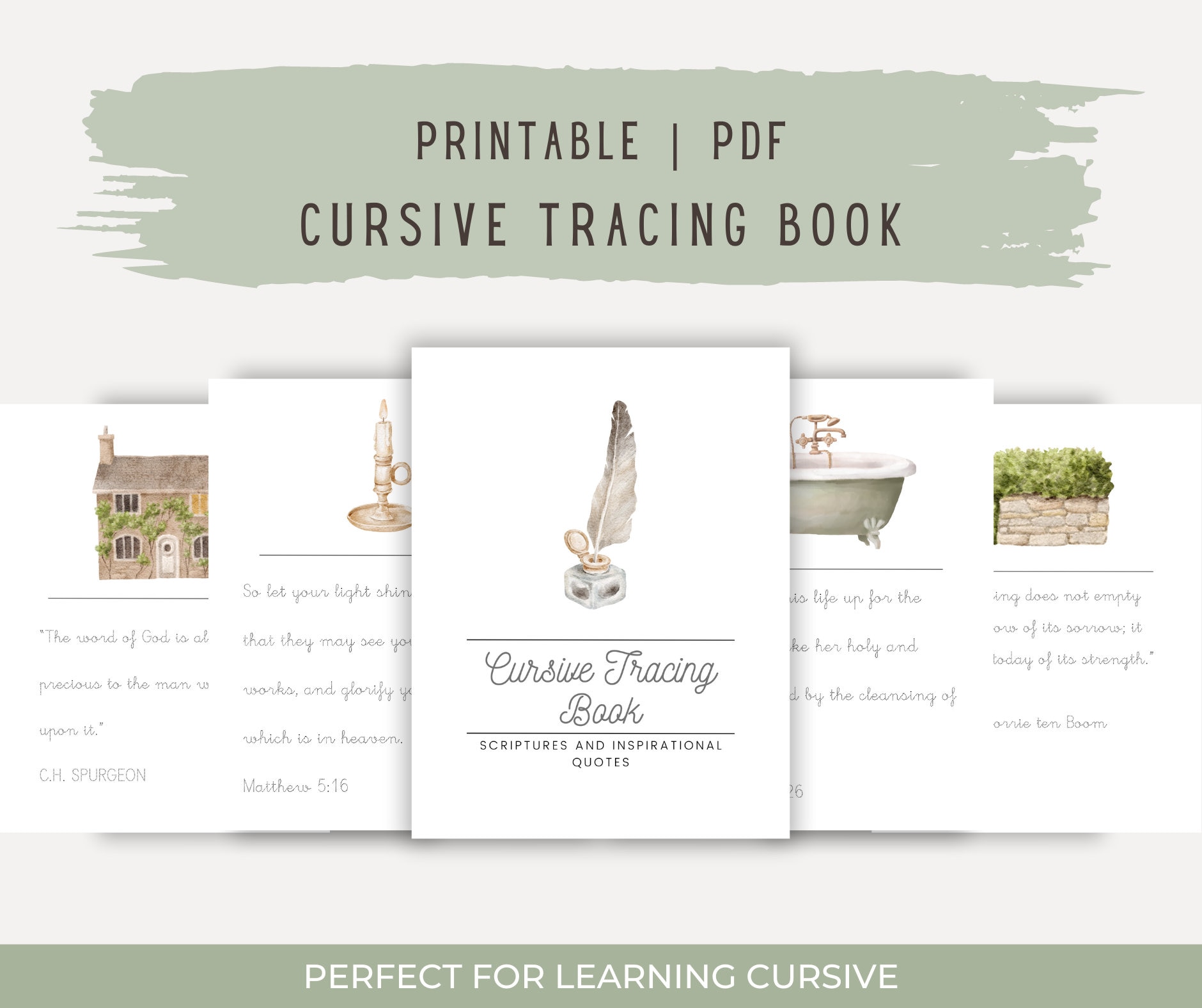 Cursive Tracing Book PDF | Scripture Copy Work | Letter Practice ...
