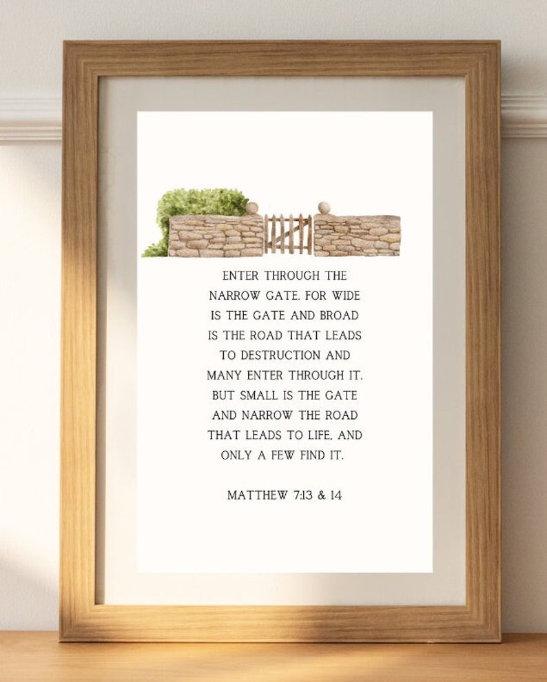 Digital Download | Scripture Wall Art | Enter Through the Narrow Gate ...