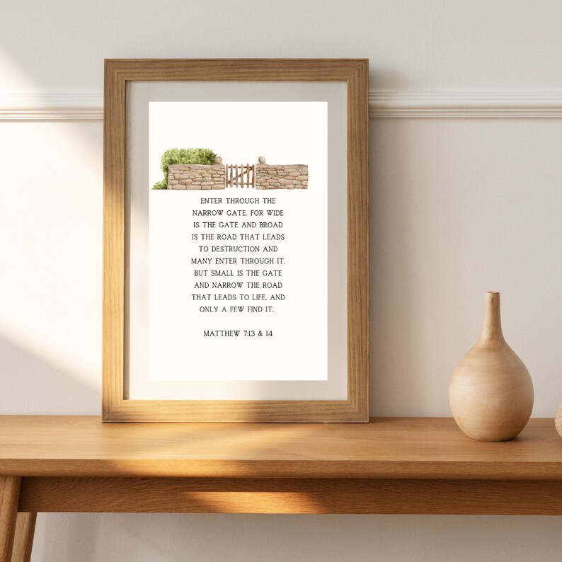 Digital Download | Scripture Wall Art | Enter Through the Narrow Gate ...