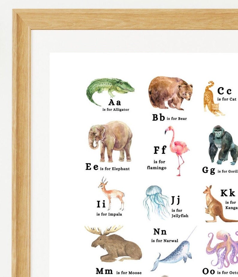Animal Alphabet Wall Art | Illustrated Children's Print | Play Room ...