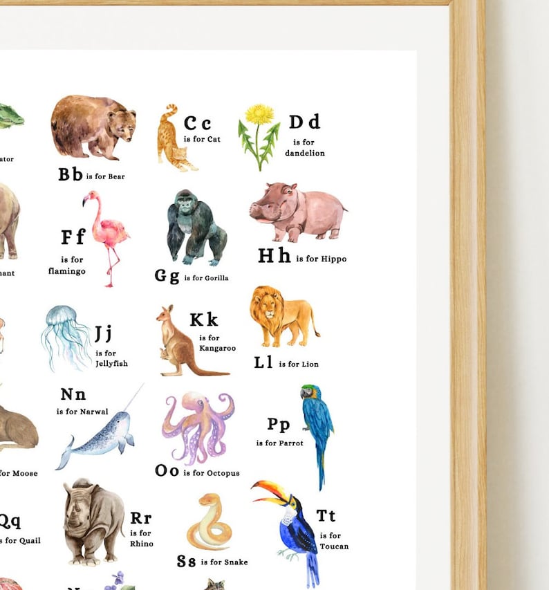 Animal Alphabet Wall Art | Illustrated Children's Print | Play Room ...