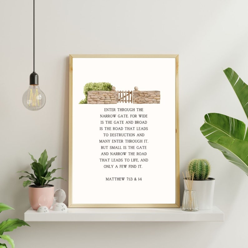 Digital Download Scripture Wall Art Enter Through the Narrow Gate ...