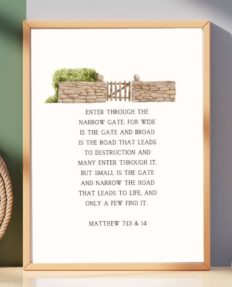 Digital Download | Scripture Wall Art | Enter Through the Narrow Gate ...