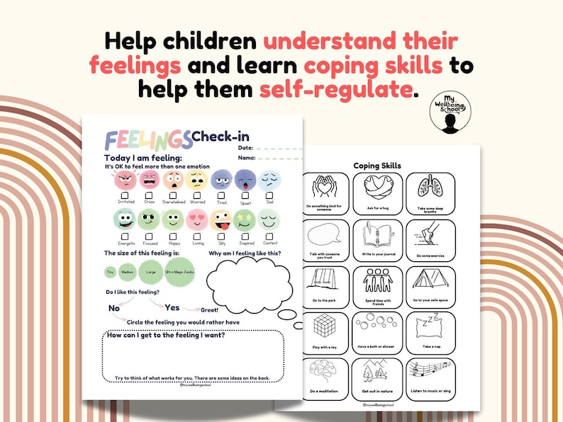 Coping Skills and Feelings Check-in, Therapy Worksheets for School ...