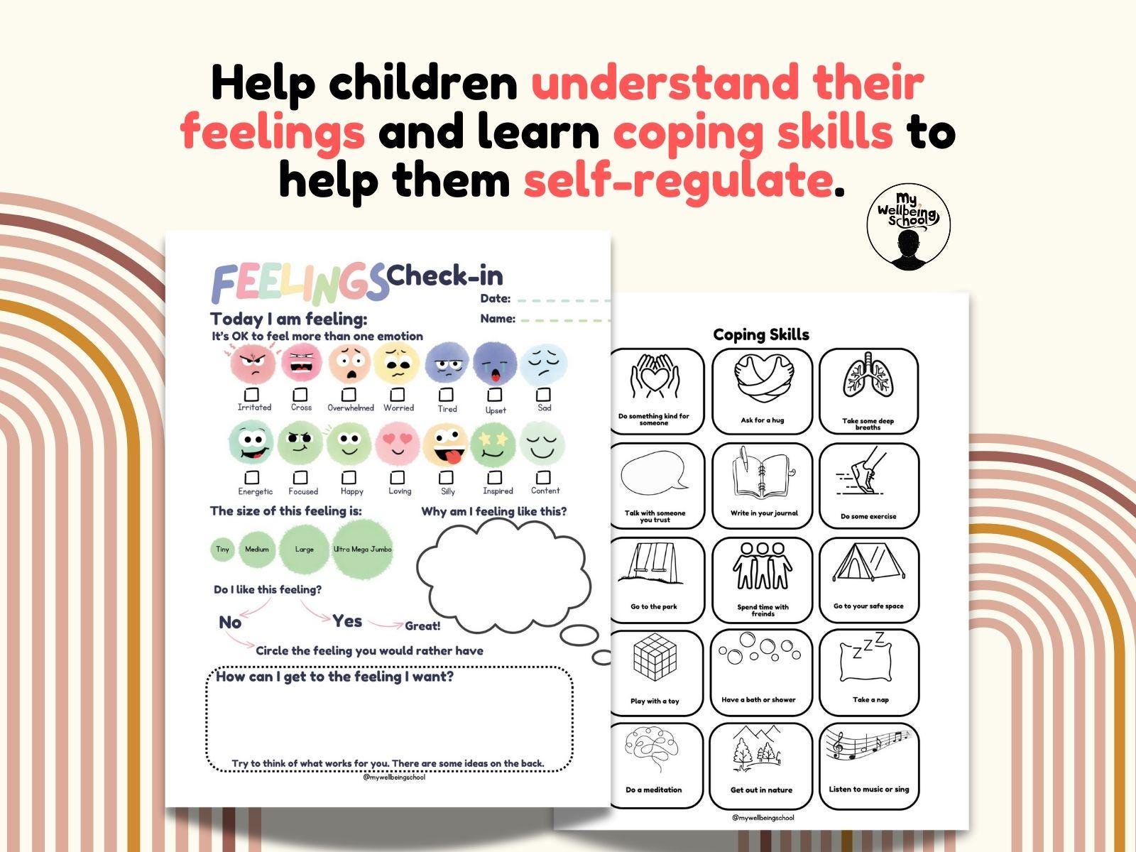 Coping Skills and Feelings Check-in, Therapy Worksheets for School ...
