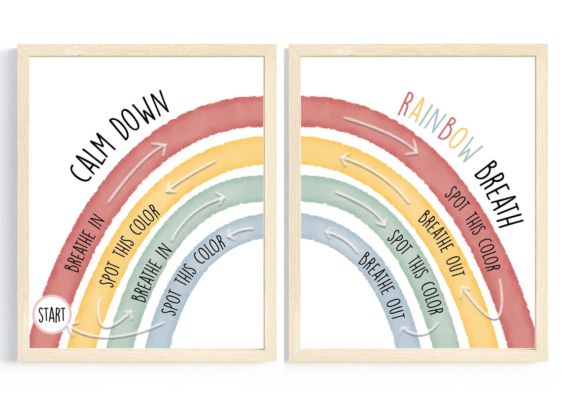 Calm Down Rainbow Breathing, Mindful Breathing,grounding Technique ...