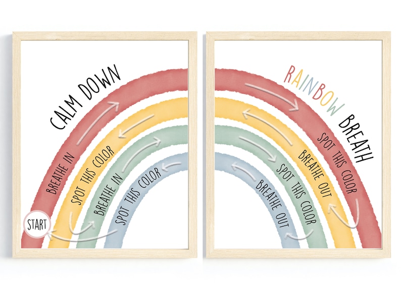 Calm Down Rainbow Breathing, Mindful Breathing,grounding Technique ...