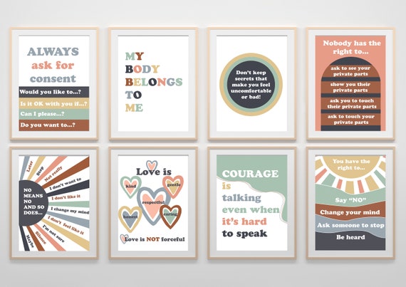 Body Safety Rules Poster Set Teach Kids Consent Posters Boho - Etsy UK