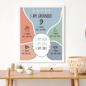 Grounding Technique Poster, Therapy Office Decor, School Counselor ...