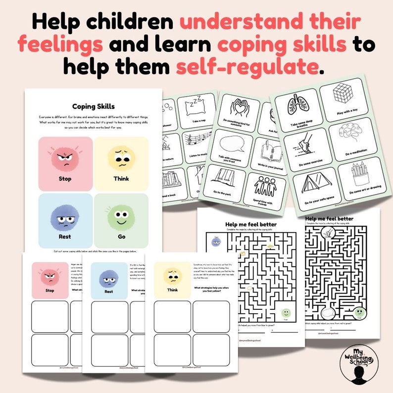Emotional Regulation Worksheets for Kids, Zones of Regulation, School ...