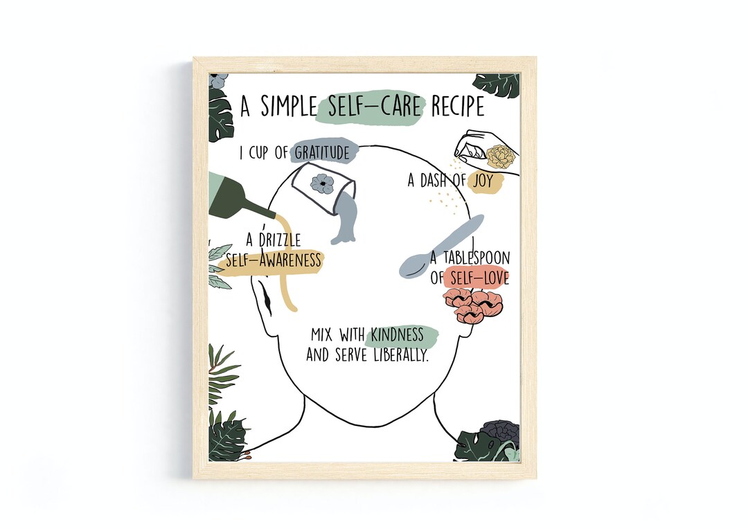 Self-care Recipe Poster, Daily Affirmation Poster, Therapist Office ...