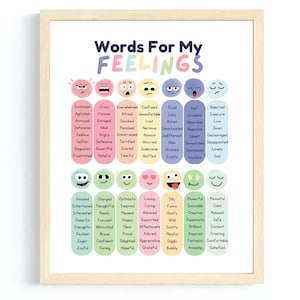 Words for My Feelings, Therapy Office Decor, Calm Corner Poster ...