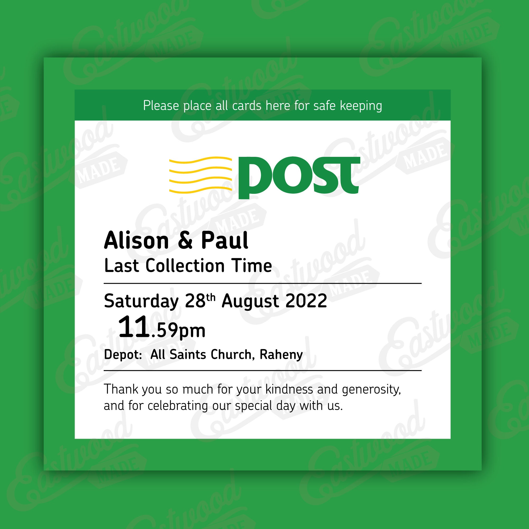 Personalised Royal Mail Wedding Post Box Sign/insert **DIGITAL FILE ...