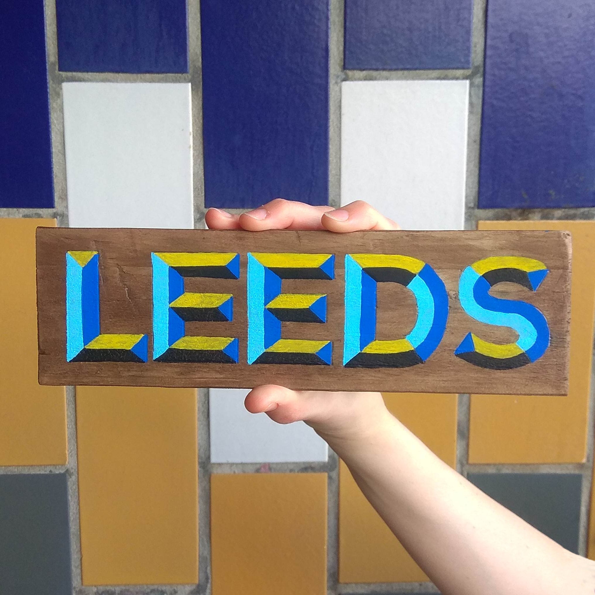 Hand-painted Wooden LEEDS Sign / Plaque Made From Reclaimed - Etsy UK